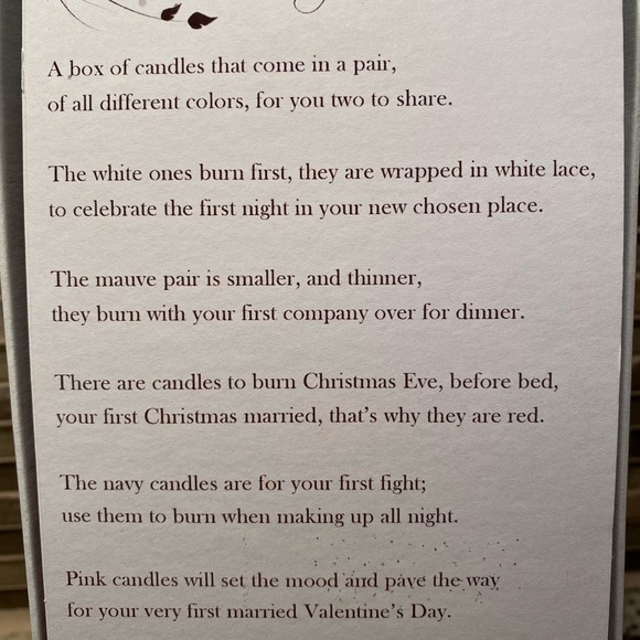 Accents | The Wedding Poem Candle Set Comes With Poem Plus 9 Sets Of ...